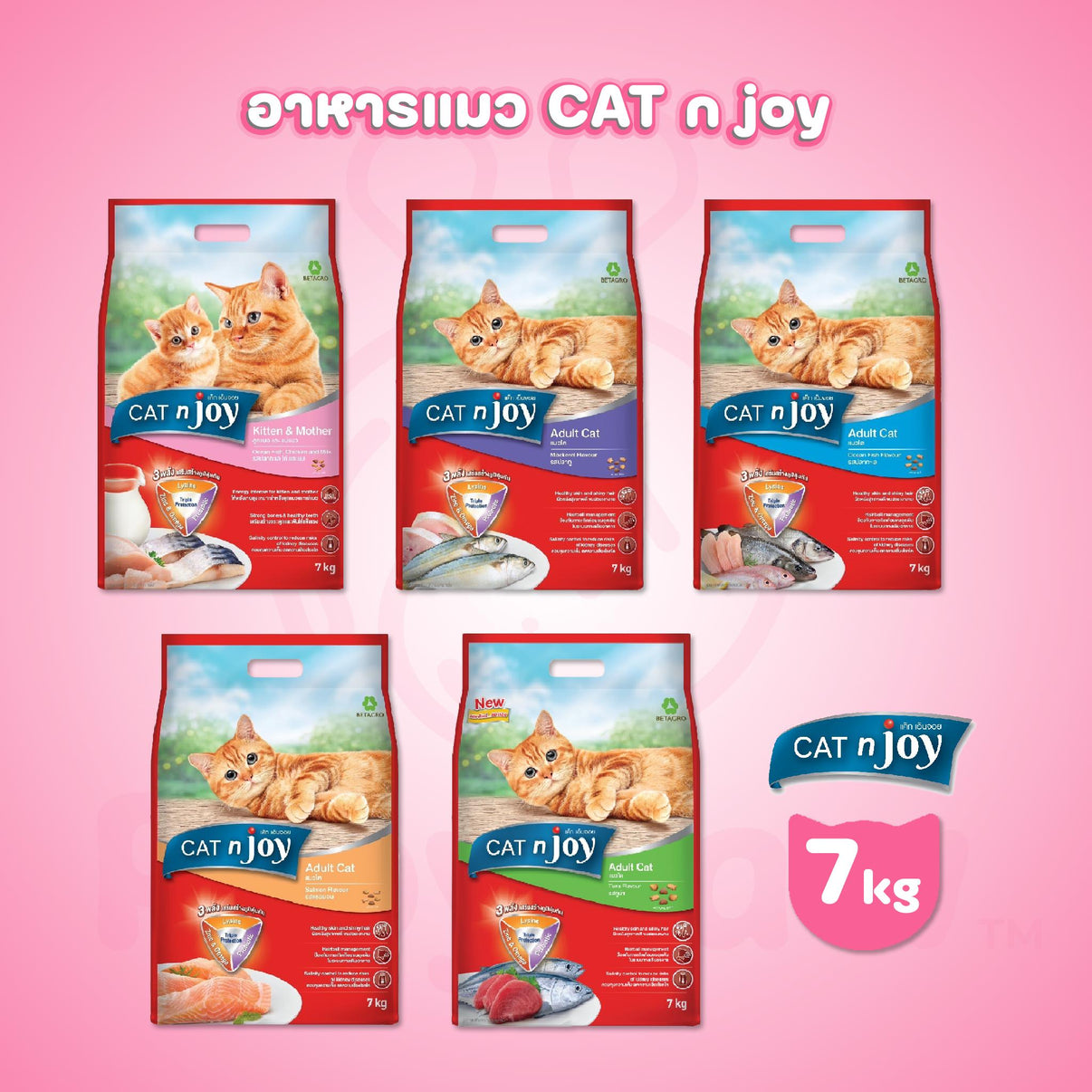 CAT n joy อาหารแมวแบบเม็ด แคทเอ็นจอย สำหรับอายุตั้งแต่ 1 ปีขึ้นไป ขนาด ...
